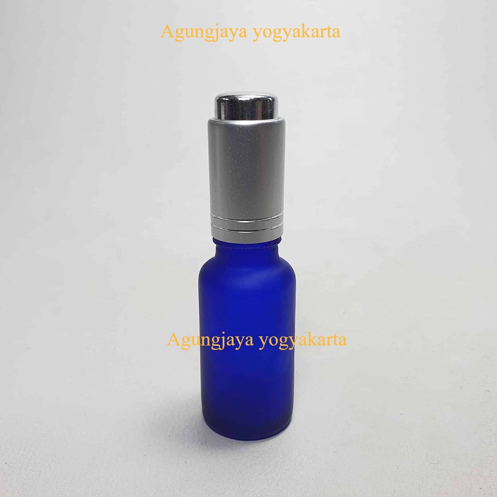 Jual Botol Kaca Serum BR 20 ml Biru Frossted Tutup Pipet / Botol Kaca ...