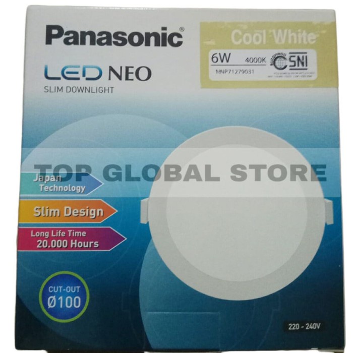 Jual Lampu LED neo slim downlight bulat 6W 4000k ( natural ) Panasonic ...