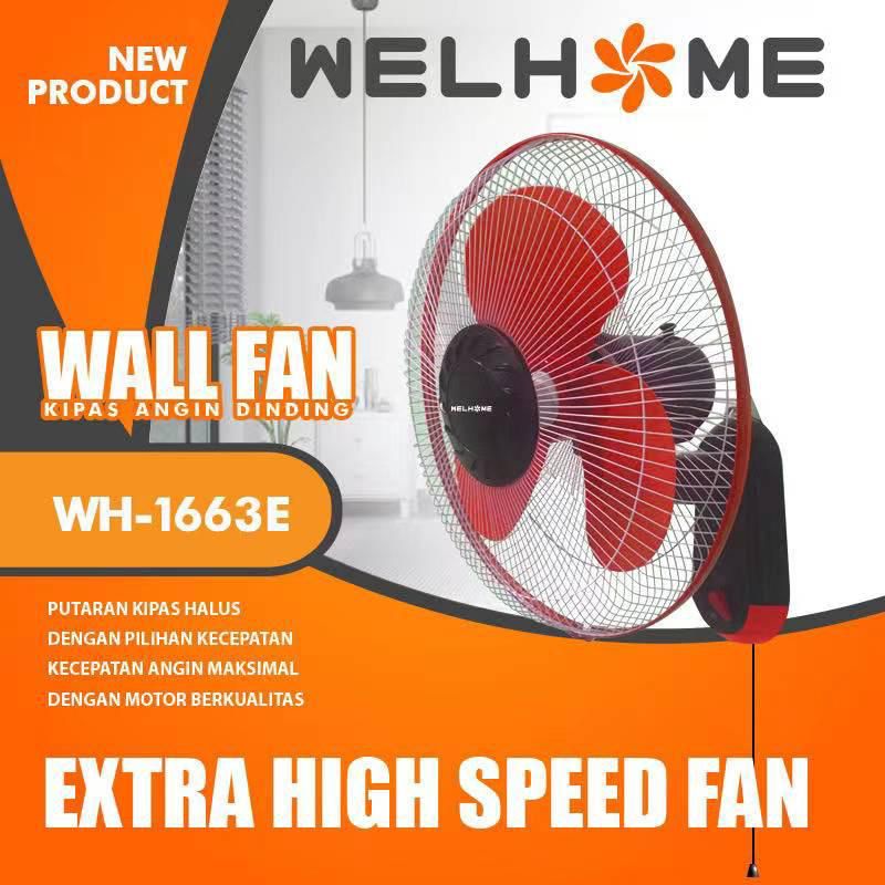 Jual WELHOME Wall Fan 16 inch WH-1663 | Kipas Angin DInding Dengan Tali ...