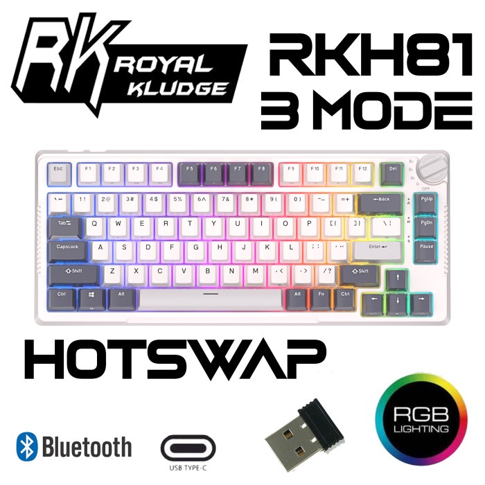 Jual ROYAL KLUDGE RKH81 H81 RGB MECHANICAL KEYBOARD 3 MODE HOTSWAP ...