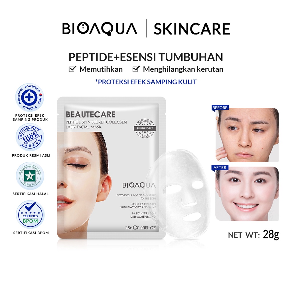 Jual BIOAQUA Peptide Skin Secret Collagen Moisturizing Face Mask 28g ...