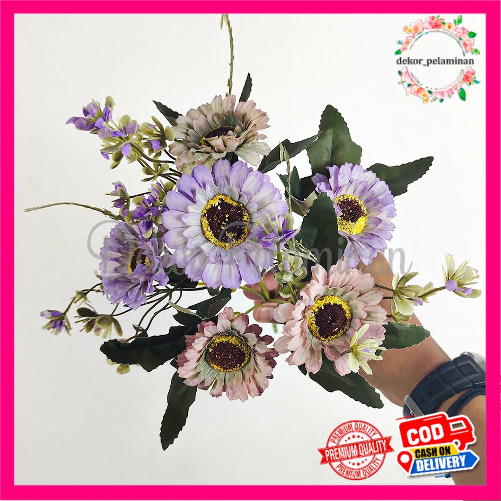 Jual COD 1PCS BUNGA GARBERA PANCA WARNA CABANG 6 ARTIFICIAL - BUNGA ...