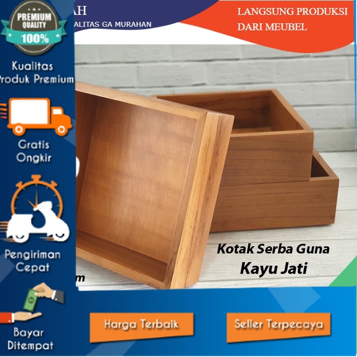 Jual Storage Wooden Box 20x20x5 cm Kotak Kayu Jati Tempat Penyimpanan ...