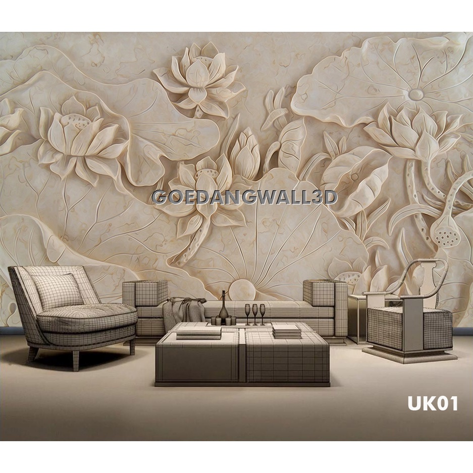 Jual Wallpaper Custom Relief Floral 3d, Wallpaper Dinding 3d, Wallpaper ...
