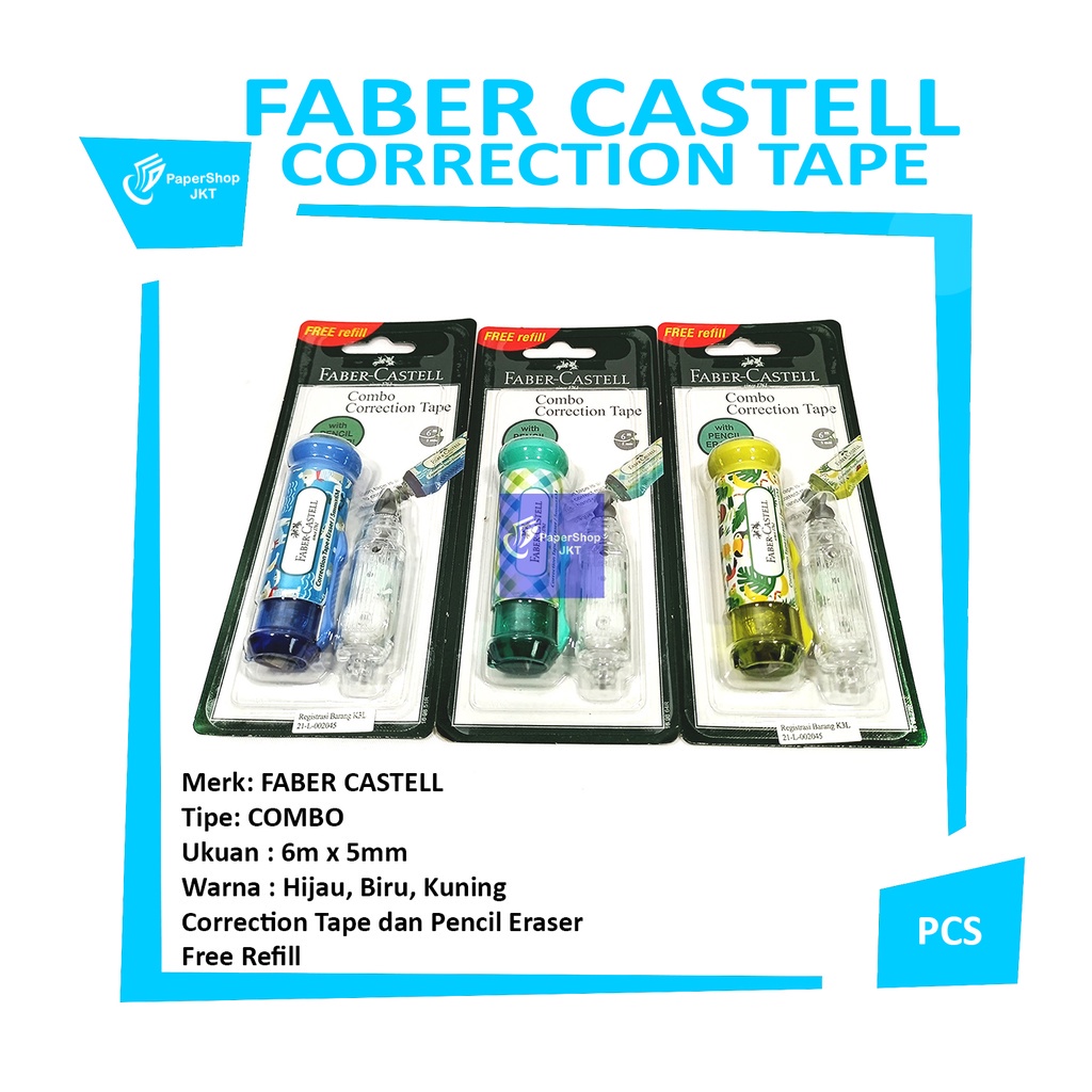 Jual Faber Castell - Combo Correction Tape QDR-506 Cover Free Refill ...