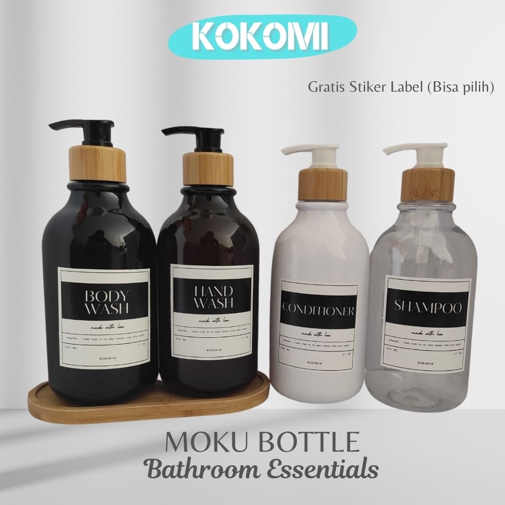 Jual KOKOMI Botol Sabun Cair MOKU Refillable Bottle Pump Kayu 500ml ...