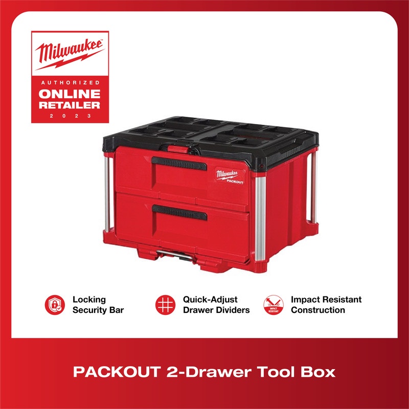 Jual Milwaukee PACKOUT 2 Drawers Tool Box | Shopee Indonesia