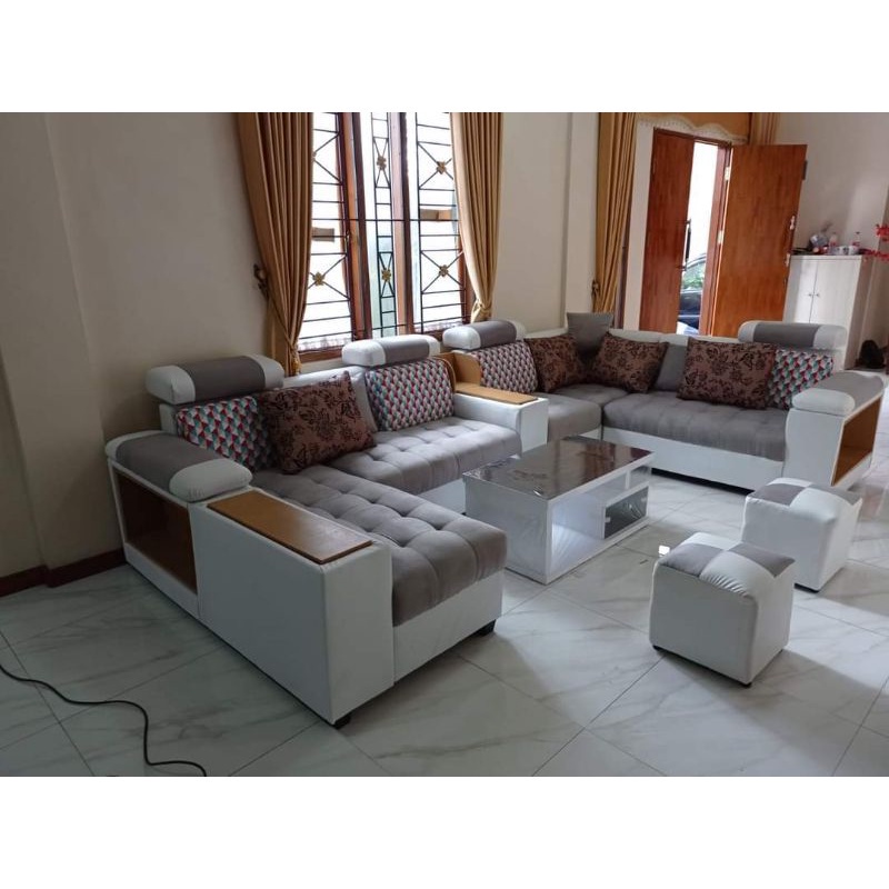 Jual sofa beranak terbaru meja hpl warna grey white bisa request warna ...
