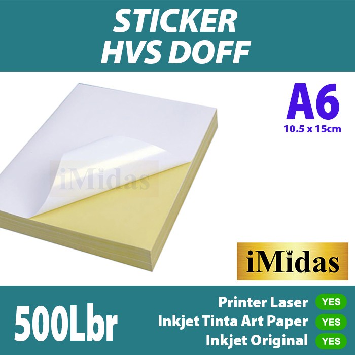 Jual Sticker Label HVS Doff / Stiker Inkjet Matte Ukuran A6 - 500 ...