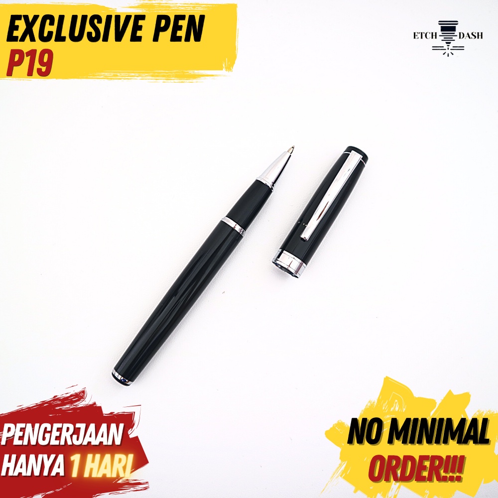 Jual Pulpen Metal Hitam Silver Souvernir Free Custom Nama dan Logo ...
