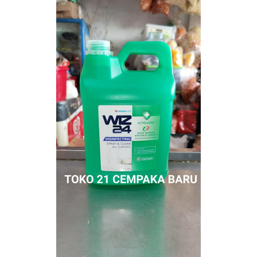 Jual Wiz24 Disinfecting Wangi Clean Scent HIJAU JERIGEN 4 LITER | 4000ml 4L | Shopee Indonesia