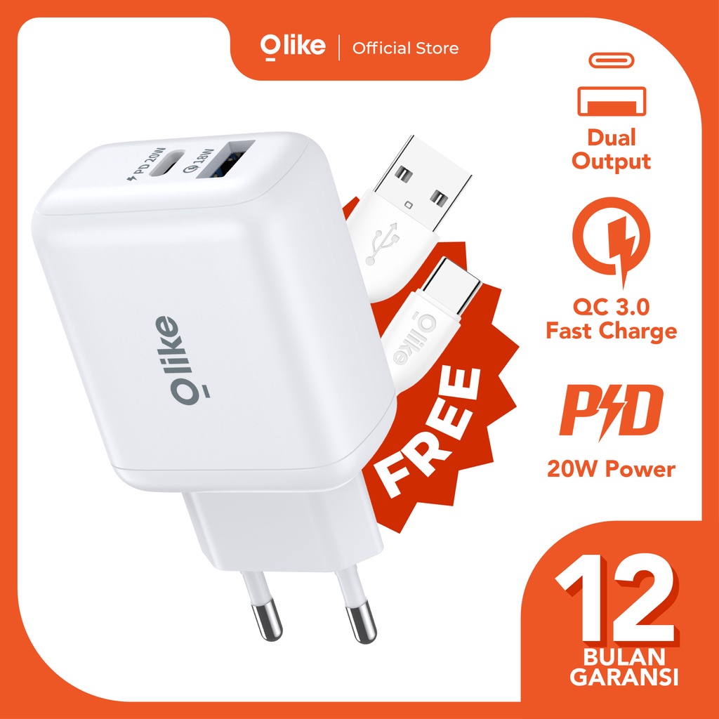 Jual OLIKE KEPALA FAST CHARGER TYPE C USB ADAPTER 18W QC3.0 PD 20W C401 | Shopee Indonesia