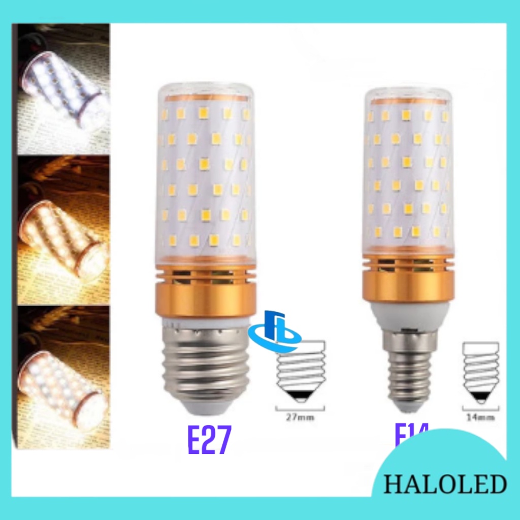 Jual Bohlam LED E14/ E27 12W Lampu Jagung Bohlam 3 Color Cahaya Putih Kuning WarmWhite 6X6W ...