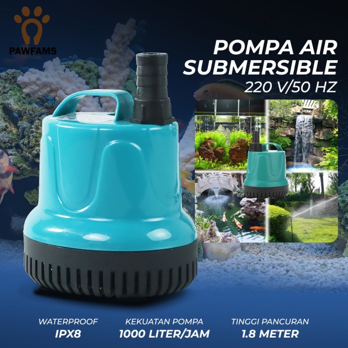Jual Pompa Air Aquarium Mini Submersible Pump EU Plug 220V IPX8 18W ...