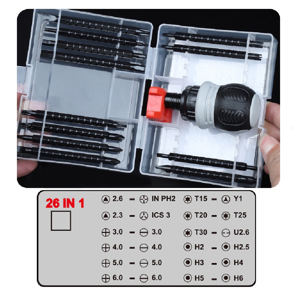 Jual Obeng Bulat Set 26-in-1 dengan Kotak Penyimpanan Plastik ...