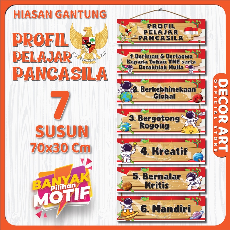 Jual DecorArt 70x30 Cm - Dekorasi Dinding Kelas Profil Pelajar Pancasila Gantung Tali 7 Susun ...