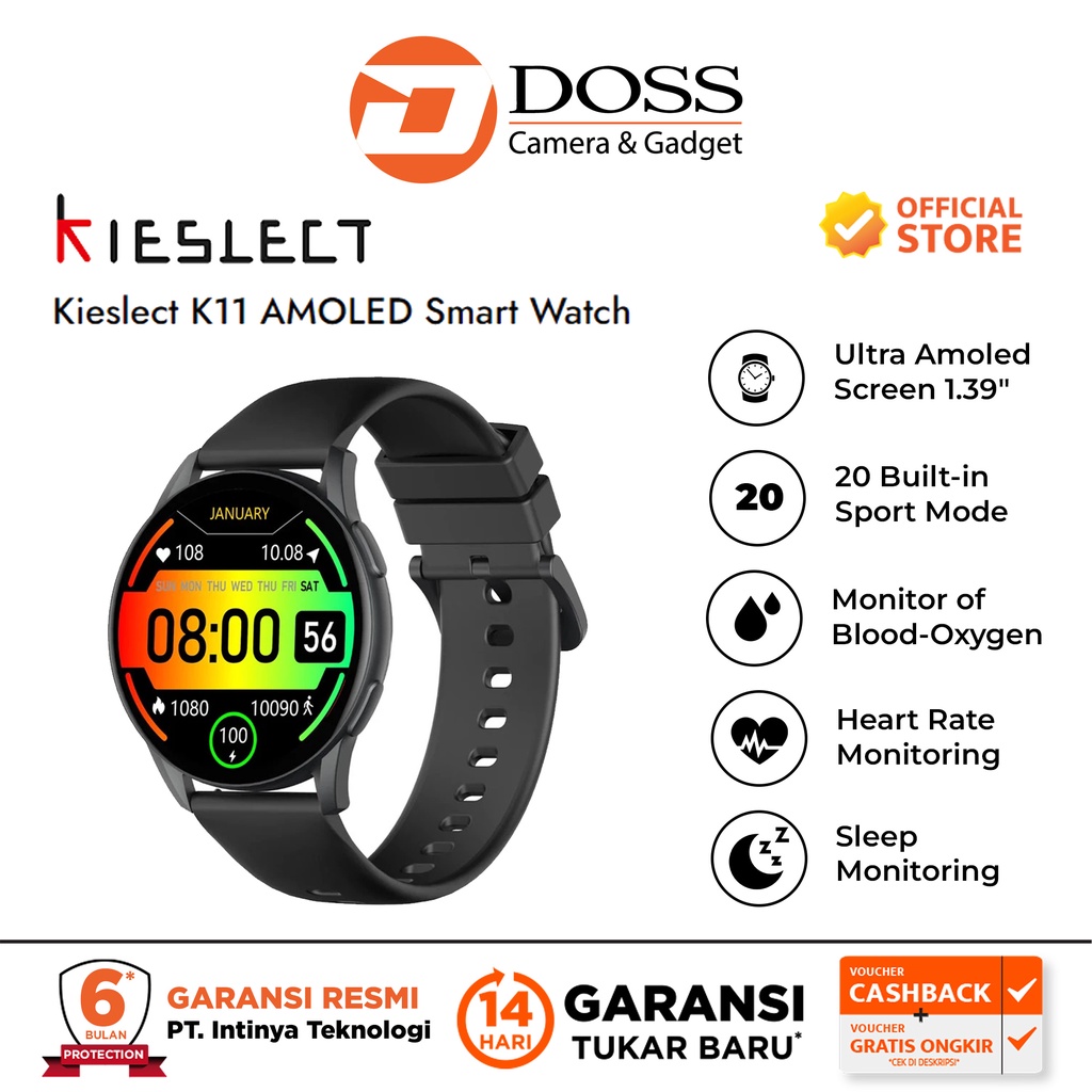 Jual Kieslect K11 AMOLED SmartWatch 1.32" Semi-AMOLED Smart Watch ...
