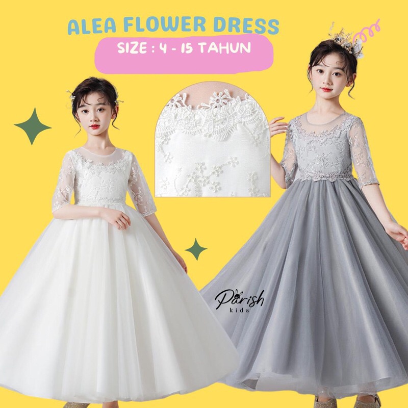 Jual Alea Flower Embroidery Long Dress/ Baju Pesta Anak Perempuan ...