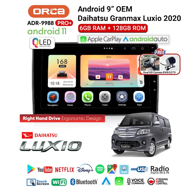 Jual Head Unit Android Auto CarPlay 9″ inch Daihatsu GranMax Luxio ORCA ...