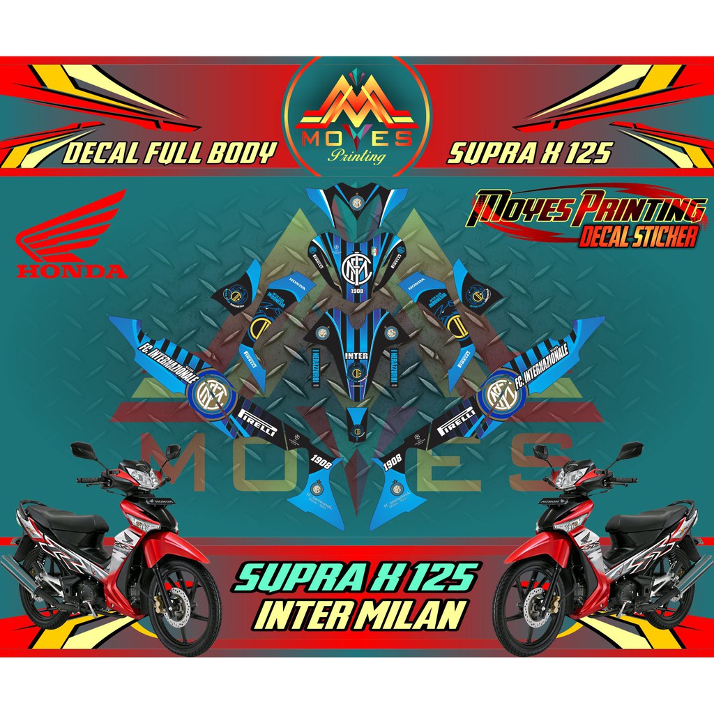 Jual decal fullbody honda supra x 125 - sticker motor supra x 125 gambar inter milan | Shopee ...