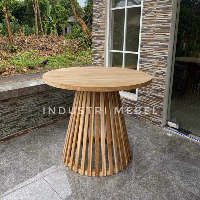 Jual Meja Makan Bundar Bulat Kayu Jati Minimalis Retro Model Terbaru ...