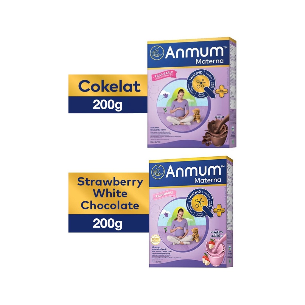 Jual Anmum Materna Strawberry White Choco 200g & Anmum Materna Coklat ...