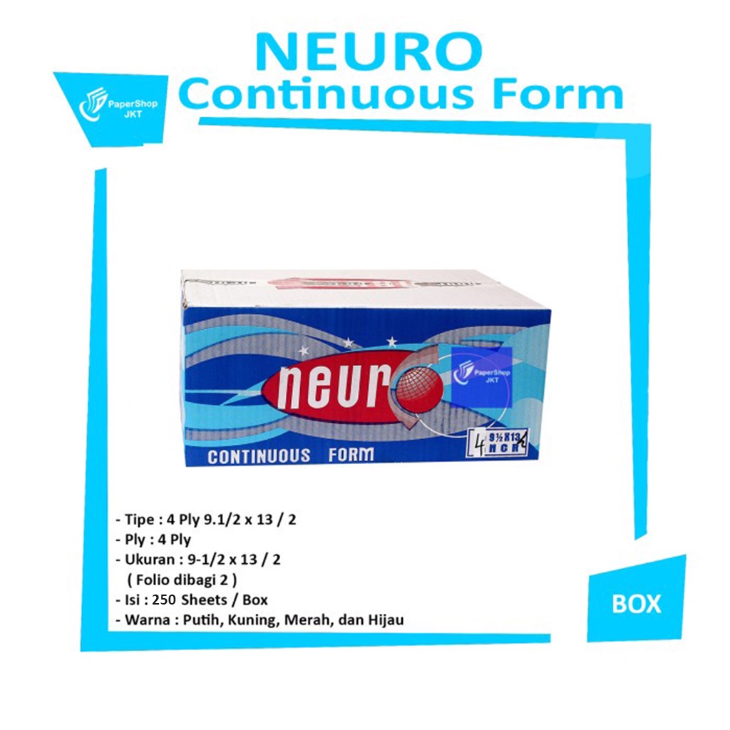 Jual NEURO - Continous Form 4 Ply 9 1/2 x 13/2 ( Folio Dibagi 2 ) NCR ...