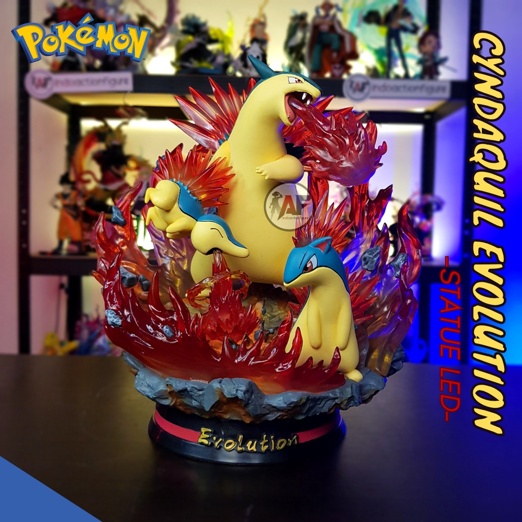Jual Statue Pokemon Evolution Cyndaquil Quilava Typhlosion LED | Shopee ...
