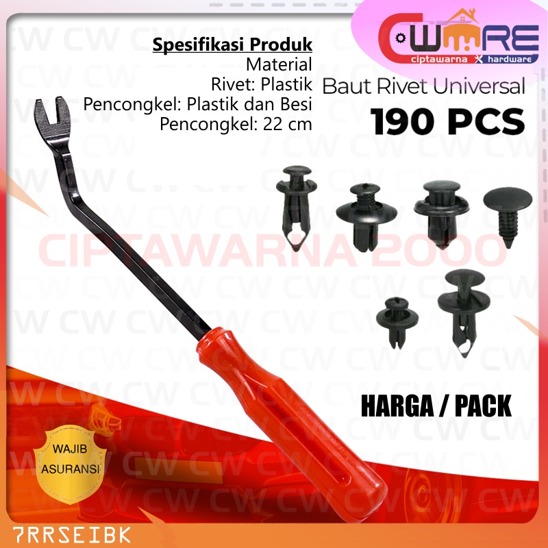 Jual Baut Rivet Mobil Universal Snap Joint Clips 350 PCS - HE09 - BDB ...
