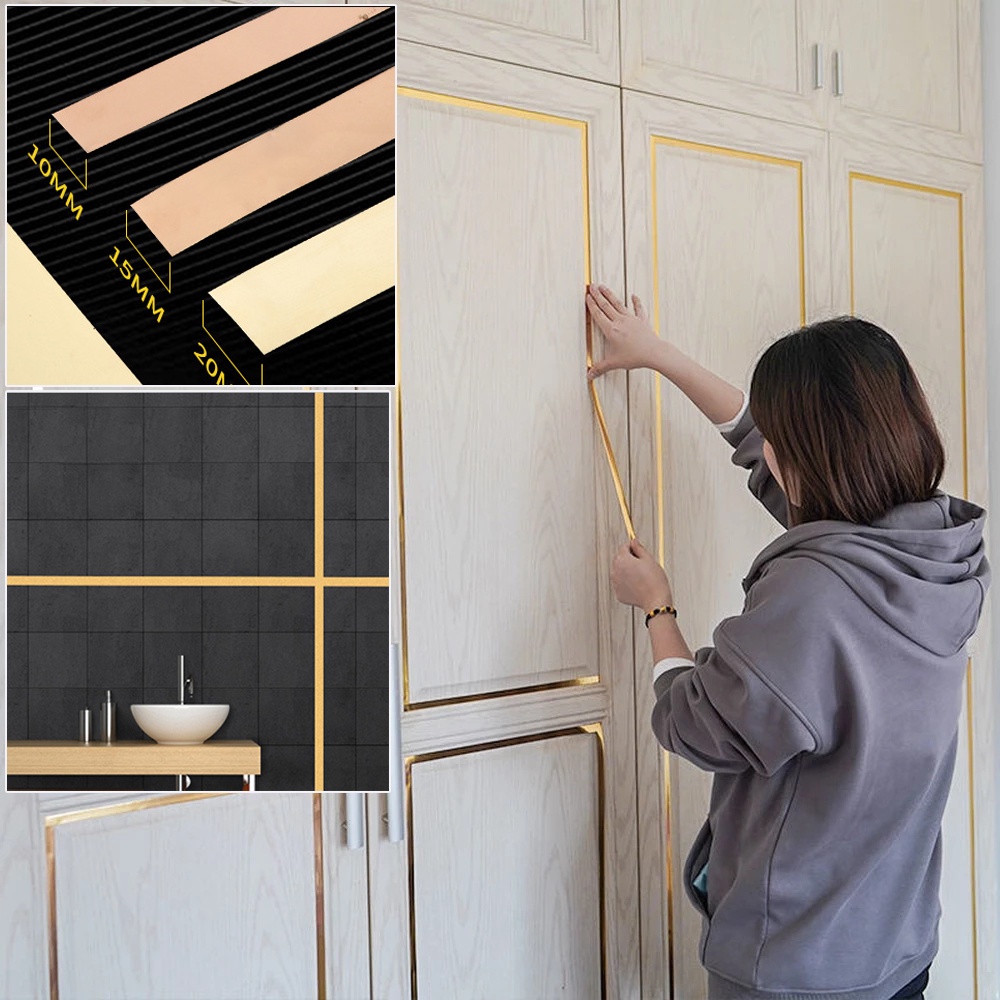 Jual 5 METERS/ROLL LIST PLAT STRIP MIRROR GOLD,LIST INTERIOR STRIP ...