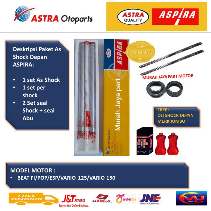 Jual PAKET AS SHOCK PIPA SHOCK DEPAN ASPIRA 1 SE BEAT FI/ESP/VARIO 125/ ...