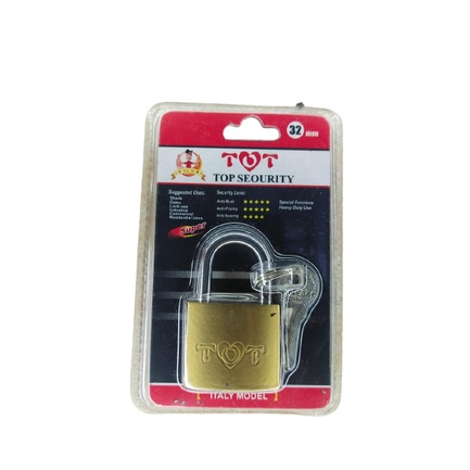 Jual Gembok Pagar / Rumah / Pintu TOT 32mm - Padlock Kuning Besi ...