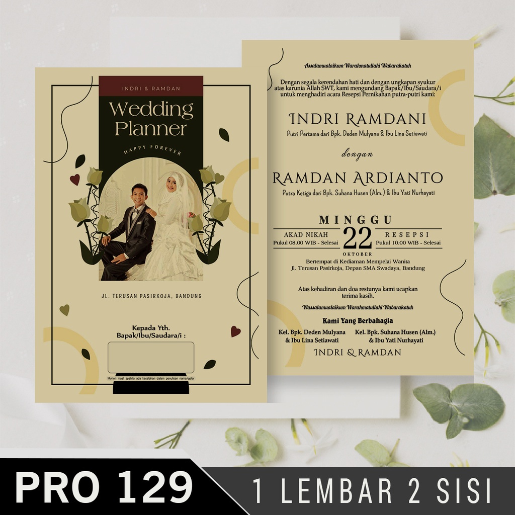 Jual 50 Desain Undangan 1 Lembar 2 Sisi Bahan Jasmine LIGHT CREAM ...