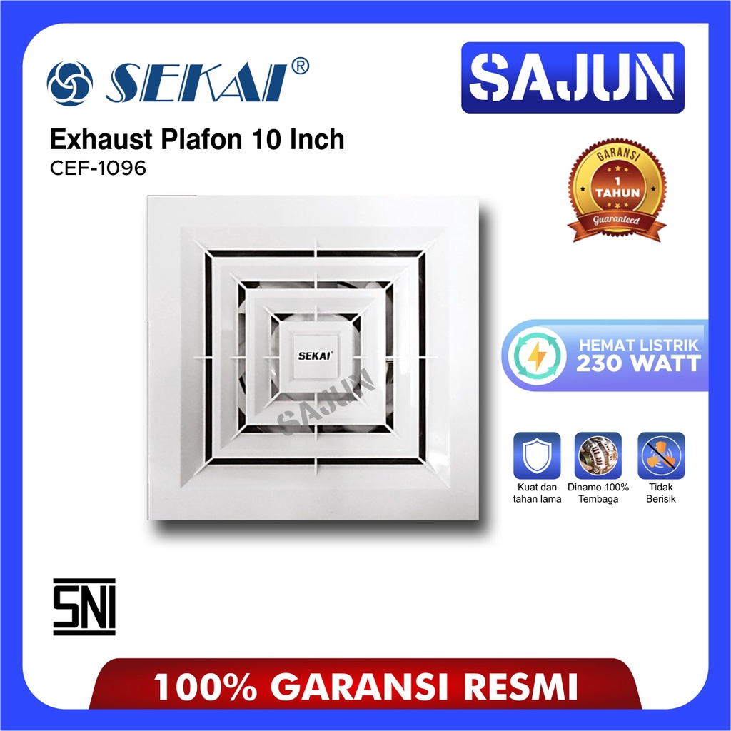Jual Sekai Exhaust Fan Atap Hexos Plafon 10 Inch CEF 1096 / CEF1096 ...