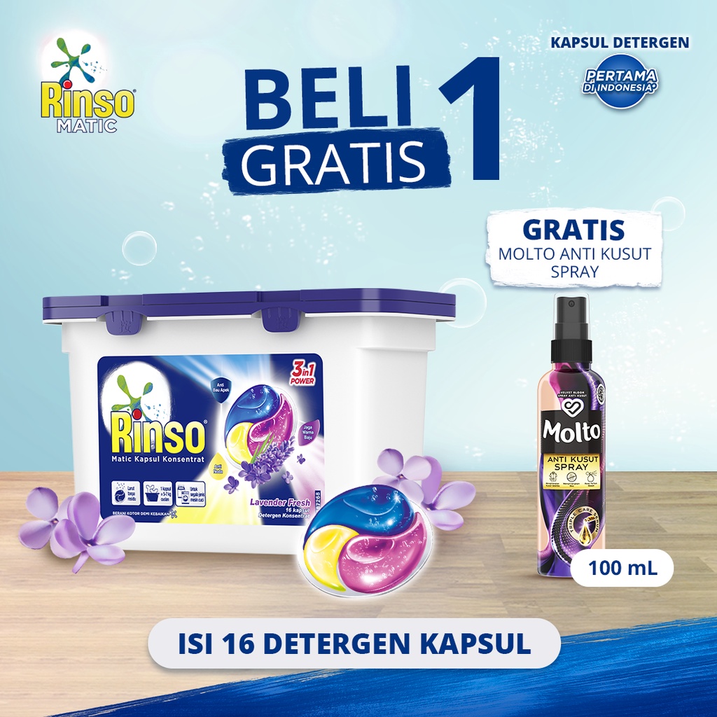 Jual Buy 1 Rinso Capsule Lavender Fresh 168G Free 1 Molto Anti Kusut ...
