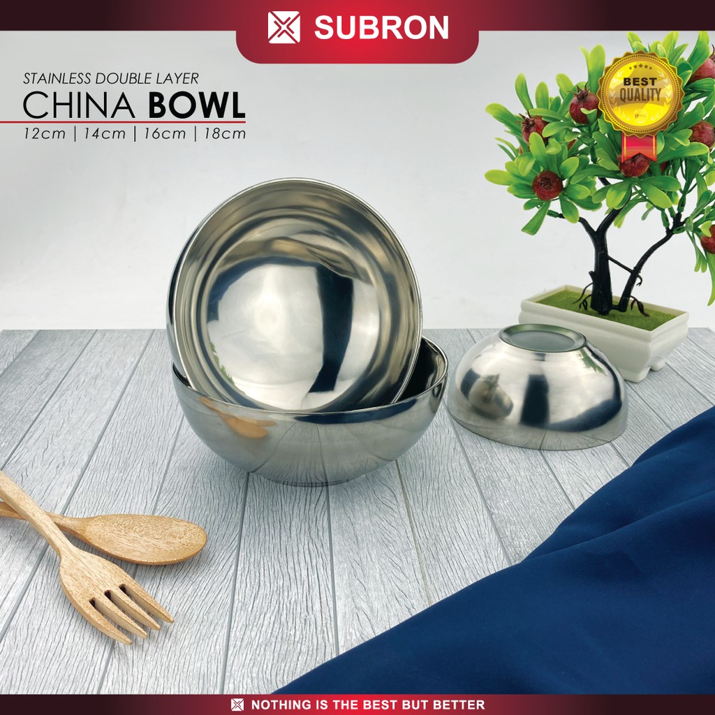 Jual China Bowl SUBRON SUS 304 Mangkok Stainless 16cm 18cm Mangkuk ...