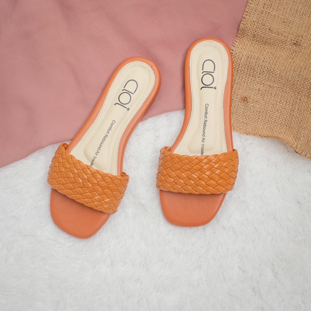Jual Cloi ADL 01033 women flat sandal in Tan Brown | Shopee Indonesia