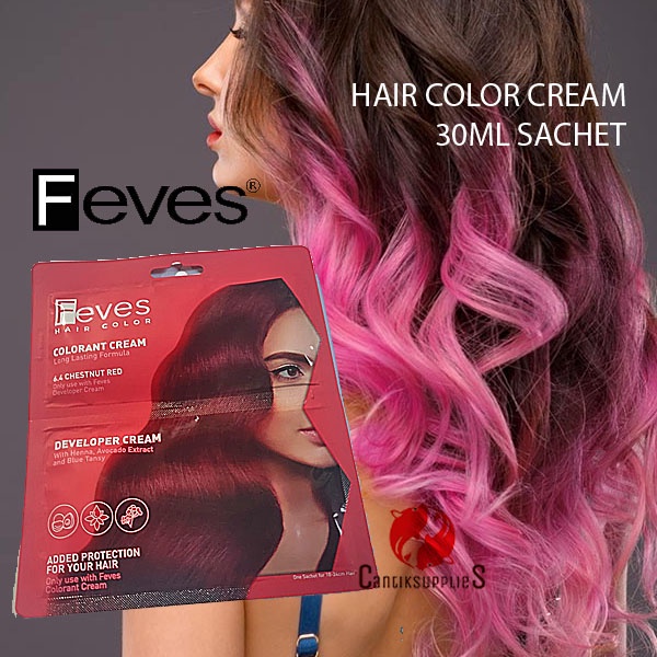 Jual NEW . FEVES Hair Color 30ml SACHET Cat Semir - Pewarna Rambut ...