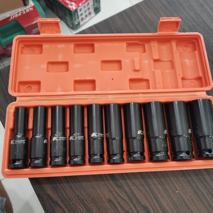 Jual Mata socket impact set 10 pcs Kapusi 10-24 mm kunci shock sok panjang | Shopee Indonesia