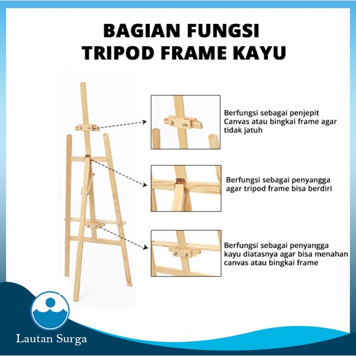 Jual Stand Tr / Wooden Easel Tr Kayu Stand Lukis, Bingkai Foto - Stand ...