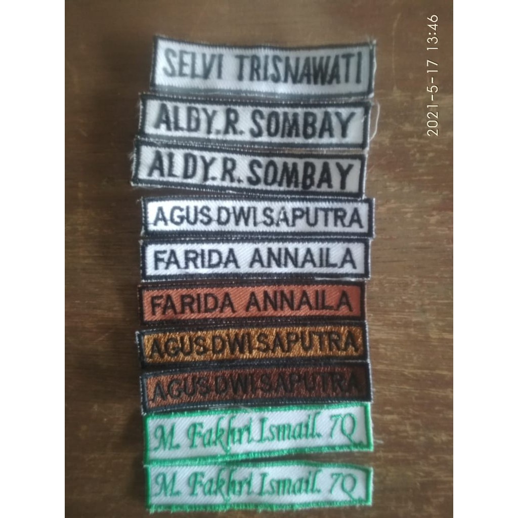 Jual Bordir Papan Nama Bordir, Bet Nama, Name Tag, Nama Sekolah, Nama ...