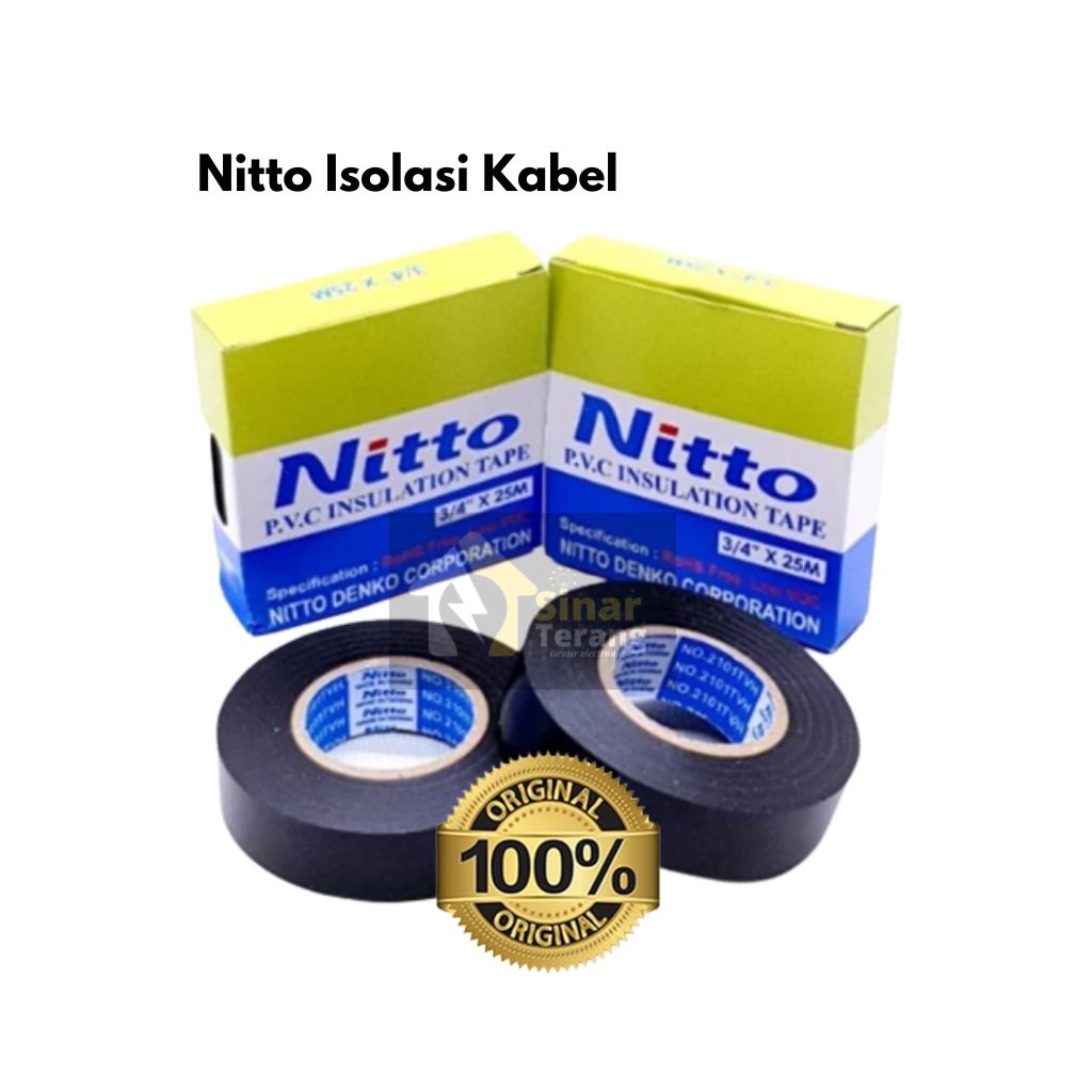 Jual Isolasi Lisrik Nitto Hitam / PVC Insulation Tape / Isolasi kabel ...