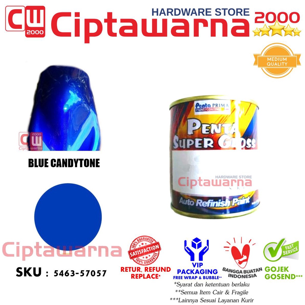 Jual Cat Penta Super Gloss Blue Biru Candy Candytone 200 Gram | Shopee ...