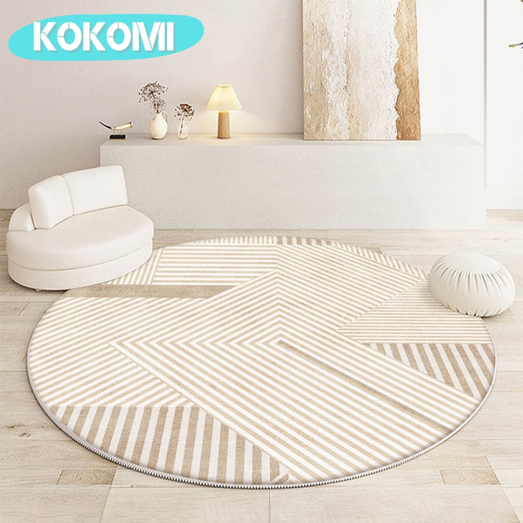 Jual KOKOMI Karpet Bulat Aesthetic Motif Garis HEIKO Karpet Lantai Anti ...