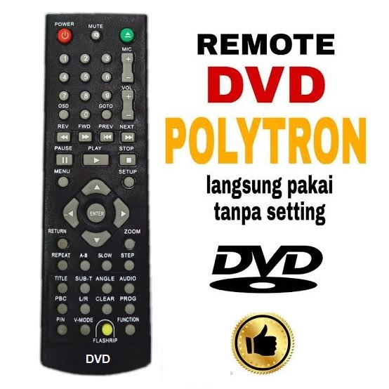 Jual TANPA SETTING- Remot / Remote DVD Polytron Original Pabrik ...