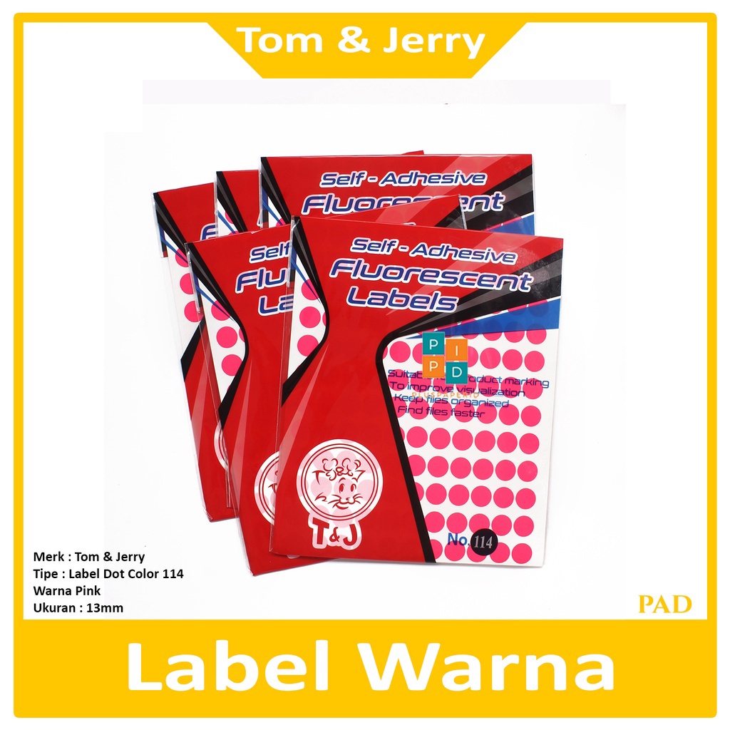 Jual TOM & JERRY - Color Dot Labels 114 Merah Muda - Pad | Shopee Indonesia