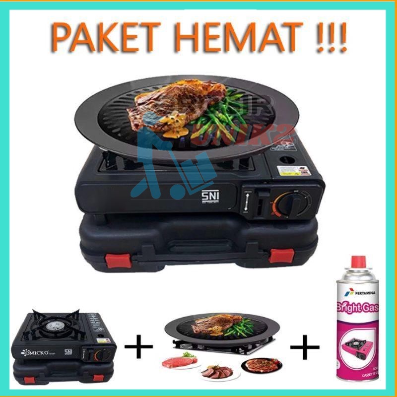 Jual PAKET KOMPOR PORTABLE + ULTRA GRILL + GASS PORTABLE HI-COOK BAKAR ...