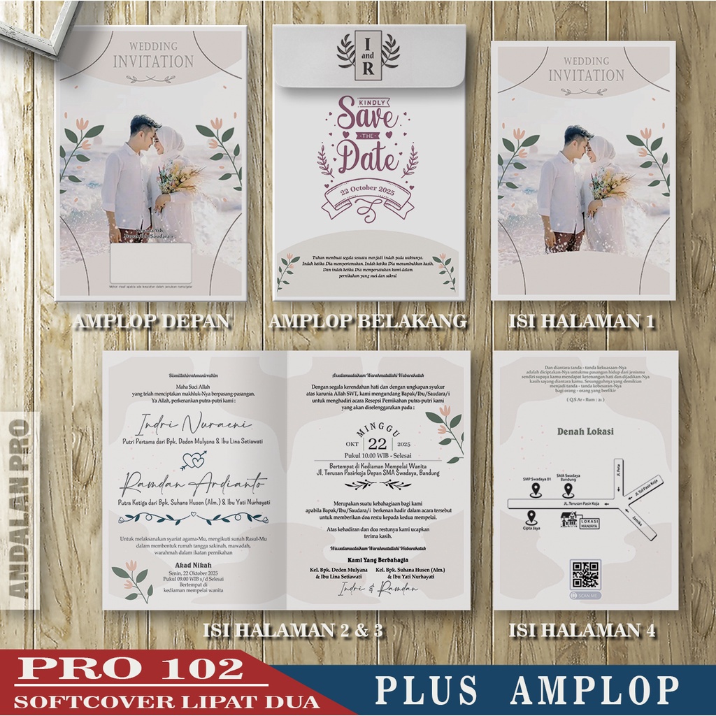Jual Kode Toko: S10 - 50 Desain Undangan Amplop Ukuran Standar Bahan BC ...