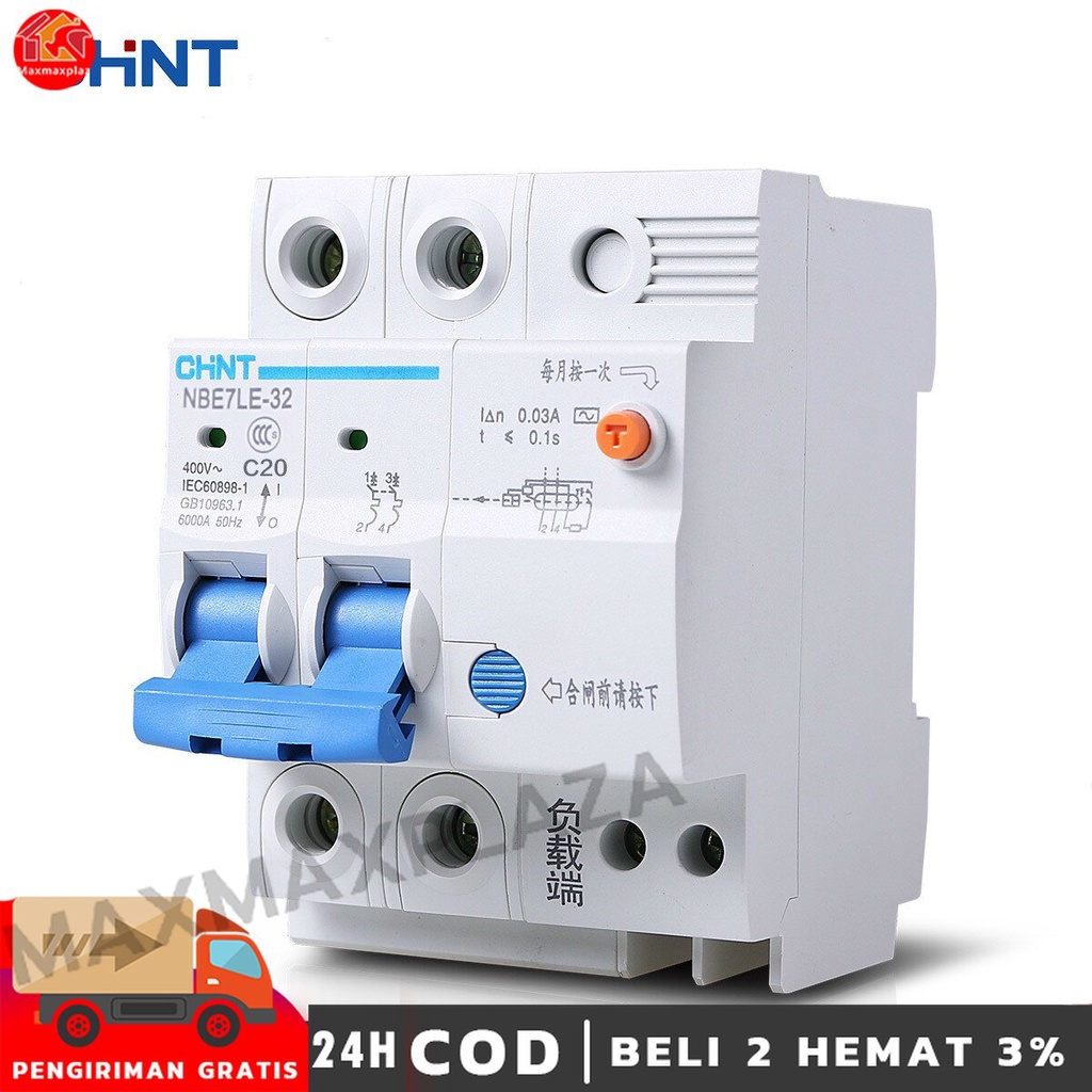 Jual ELCB RCBO-63 1P+N 10A/CHINT Leakage Circuit Breaker Household With ...