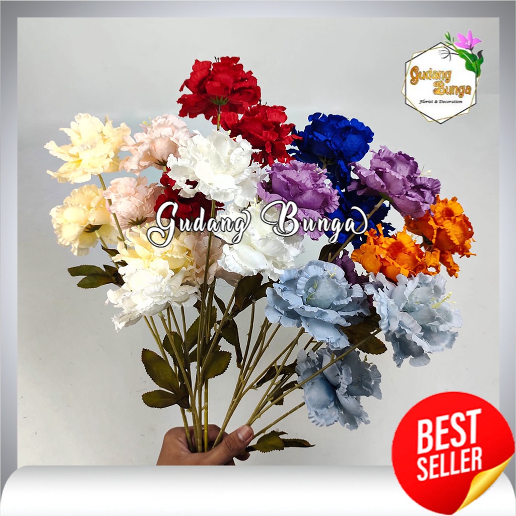 Jual Peony Rush Cabang 3 Bunga artificial Imitasi kain untuk Dekorasi ...